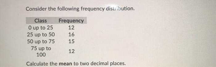 Solved Consider the following frequency distribution. Class | Chegg.com