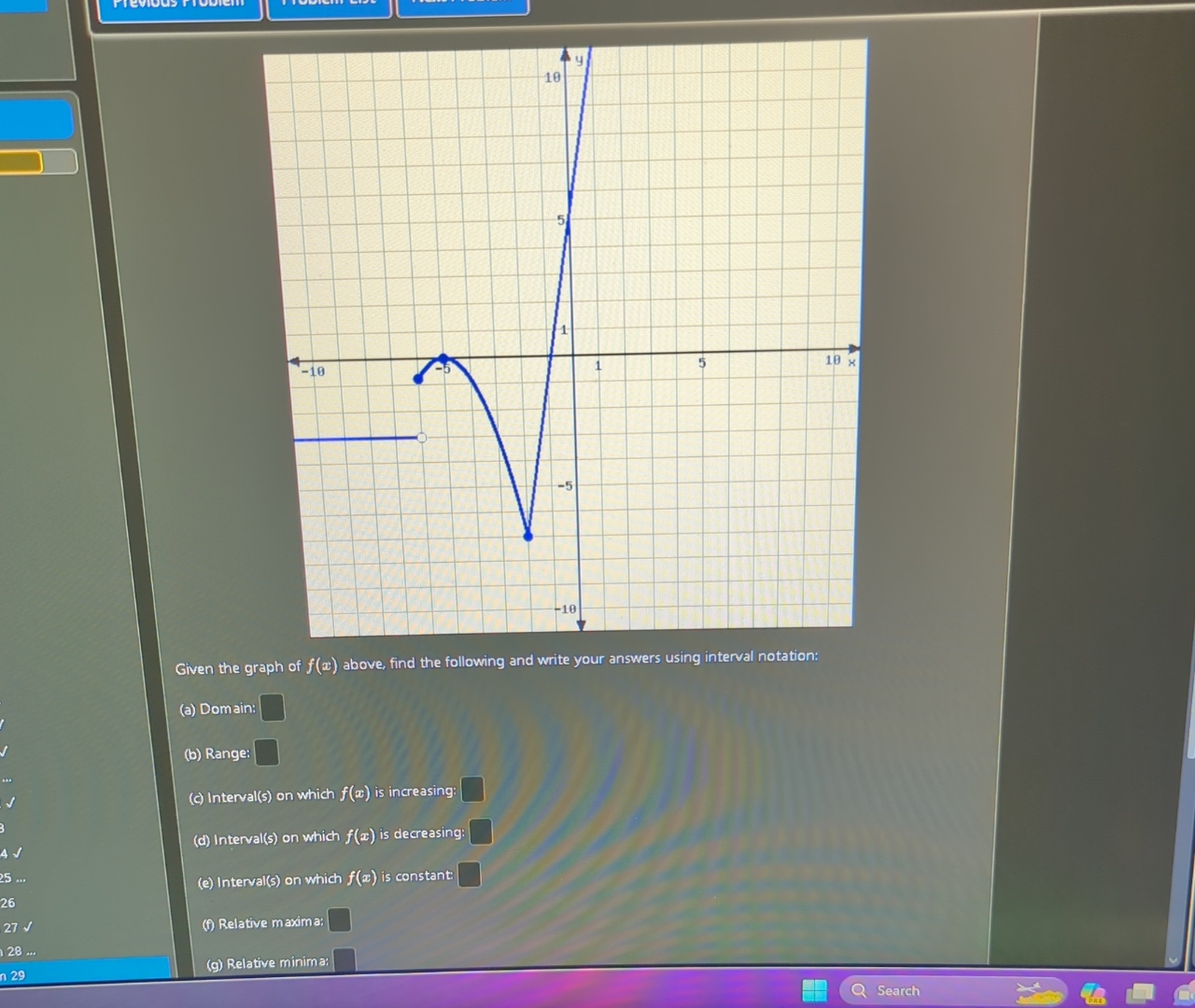 Solved Given the graph of f(x) ﻿above, find the following | Chegg.com
