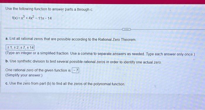 Solved Use the following function to answer parts a through | Chegg.com