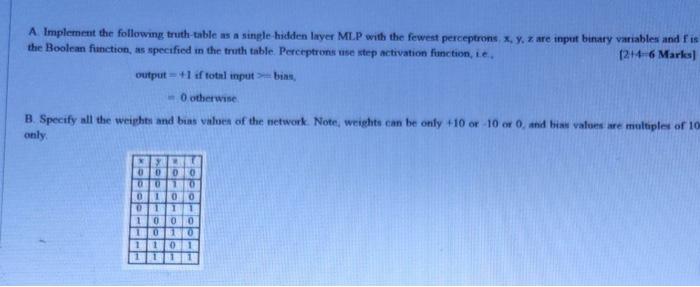 Solved A Implement the following truth-table as a single | Chegg.com