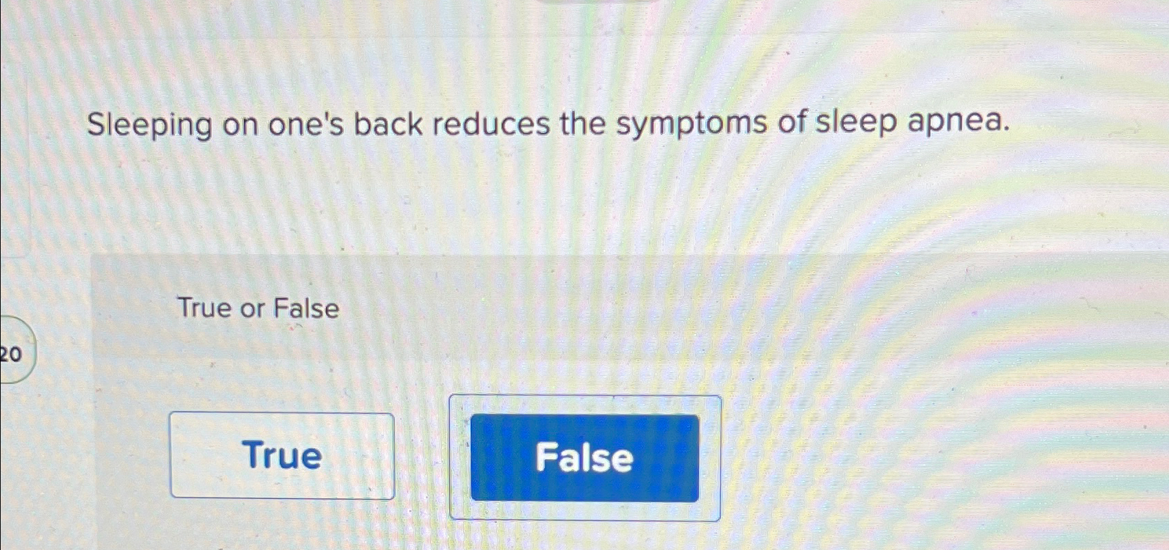 Solved Sleeping on one's back reduces the symptoms of sleep | Chegg.com