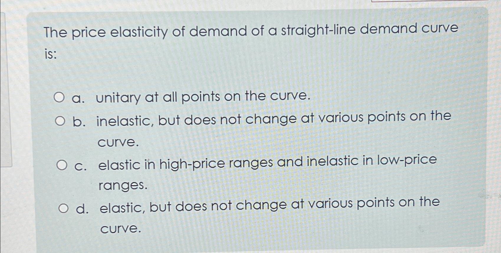 Solved The price elasticity of demand of a straight-line | Chegg.com