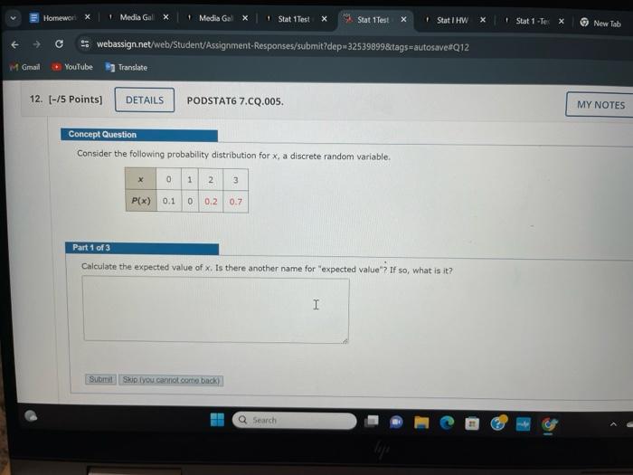 Solved Consider the following probability distribution for | Chegg.com