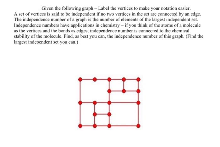 Solved Given the following graph - Label the vertices to | Chegg.com
