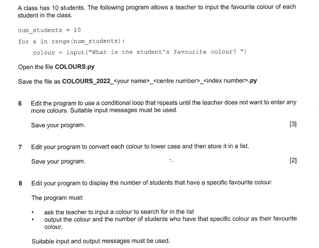 Solved A class has 10 students. The following program allows | Chegg.com