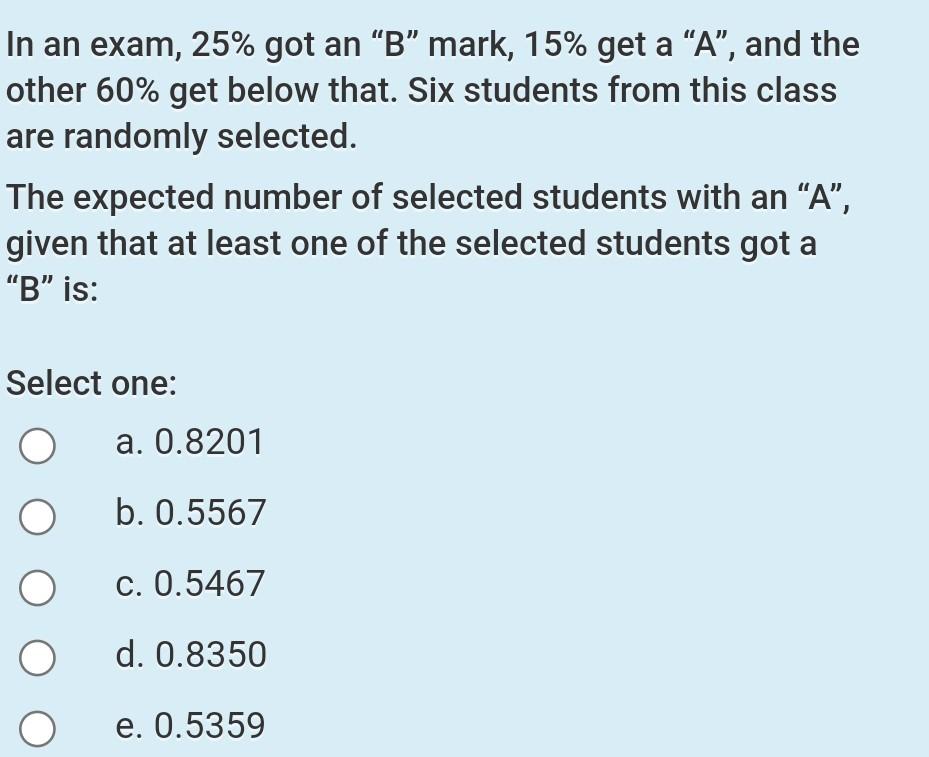Solved In an exam, 25% got an “B” mark, 15% get a “A”, and | Chegg.com