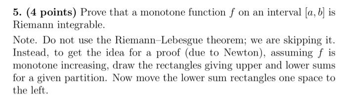 Solved 5. (4 points) Prove that a monotone function f on an | Chegg.com