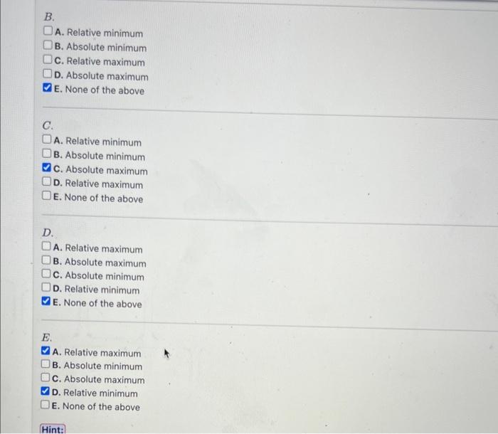Solved Identify the marked points as being an absolute | Chegg.com