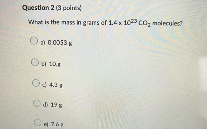 Solved How many moles is 3.2×1022SO2 molecules? a) 0.053 b) | Chegg.com