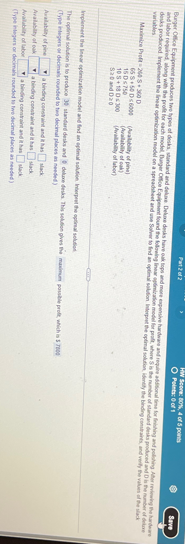 Solved Part 2 ﻿of 2HW Score: 80%,4 ﻿of 5 ﻿pointsPoints: 0 | Chegg.com