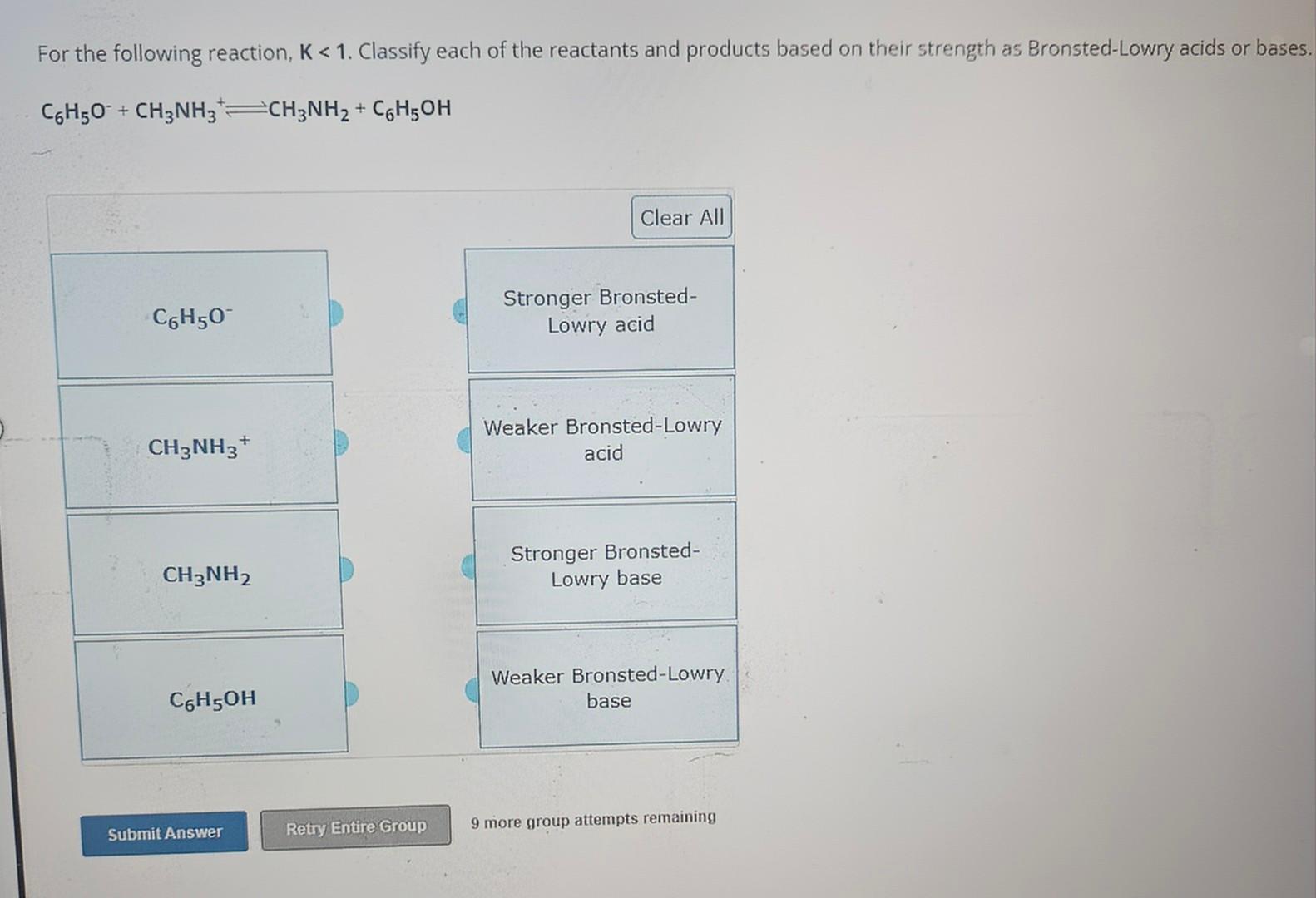 Solved For the following reaction, K