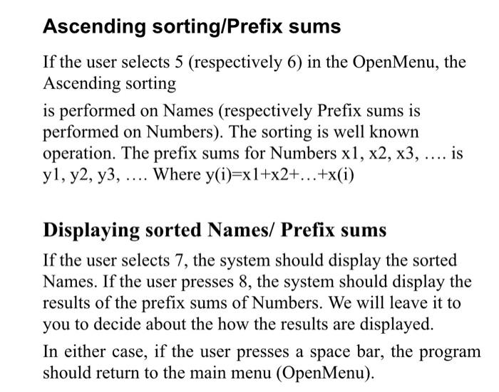 Solved how to write code for ascending sorting/prefix sums | Chegg.com