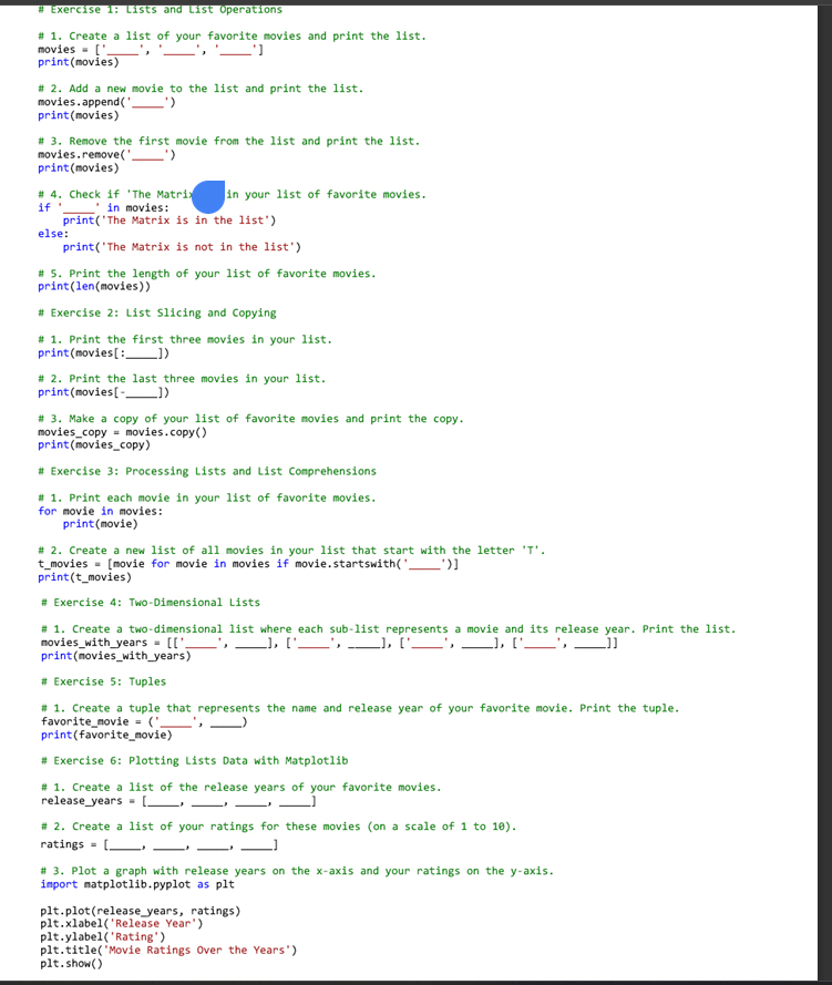 Programming Lab 7 ﻿(Lists and Tuples) ﻿After | Chegg.com