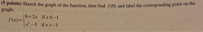 Solved (5 points) Sketch the graph of the function, then | Chegg.com
