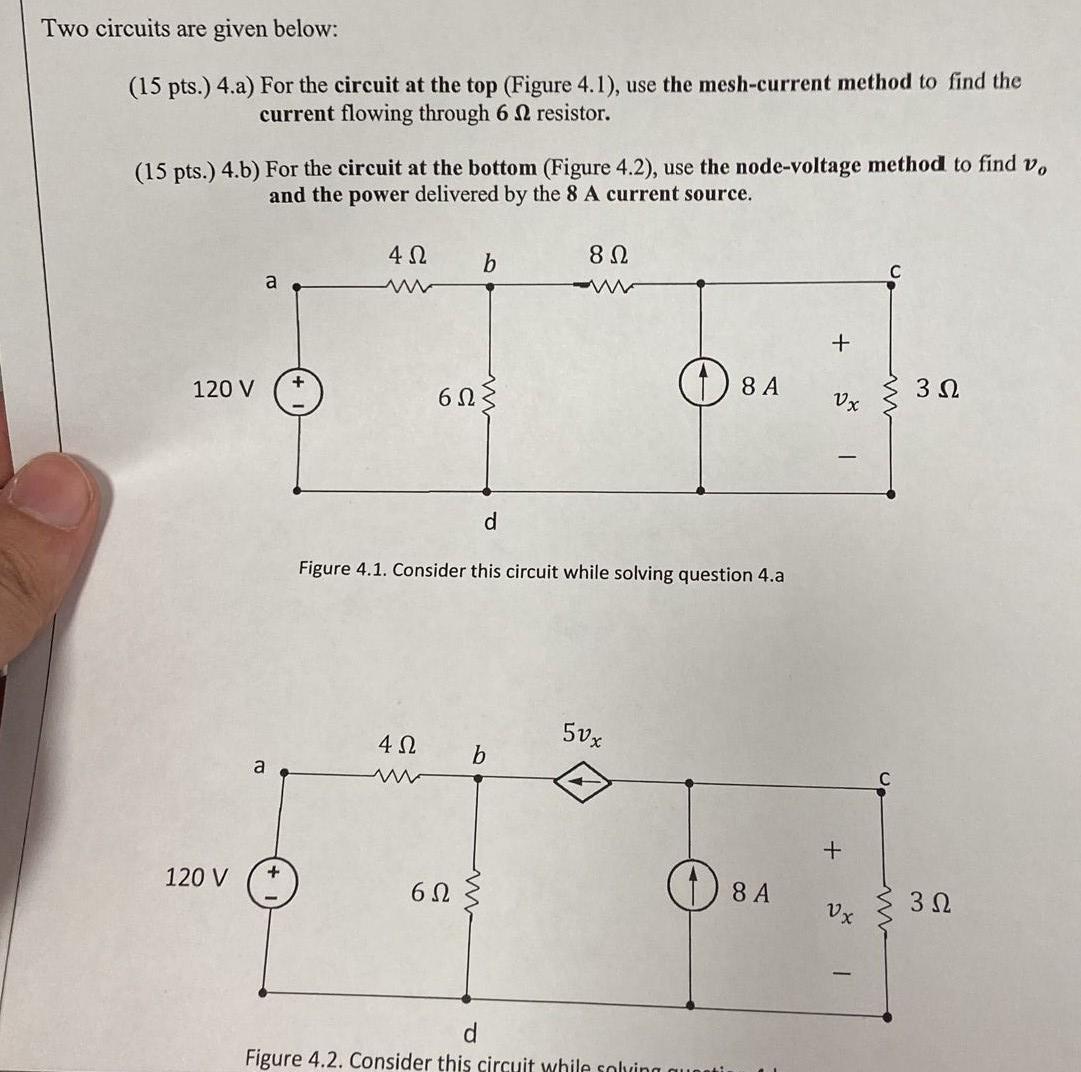 Solved Two circuits are given below: (15 pts.) 4.a) For the | Chegg.com