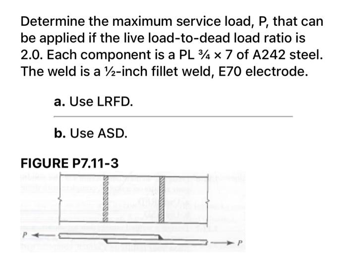 Solved Determine the maximum service load, P, that can be | Chegg.com
