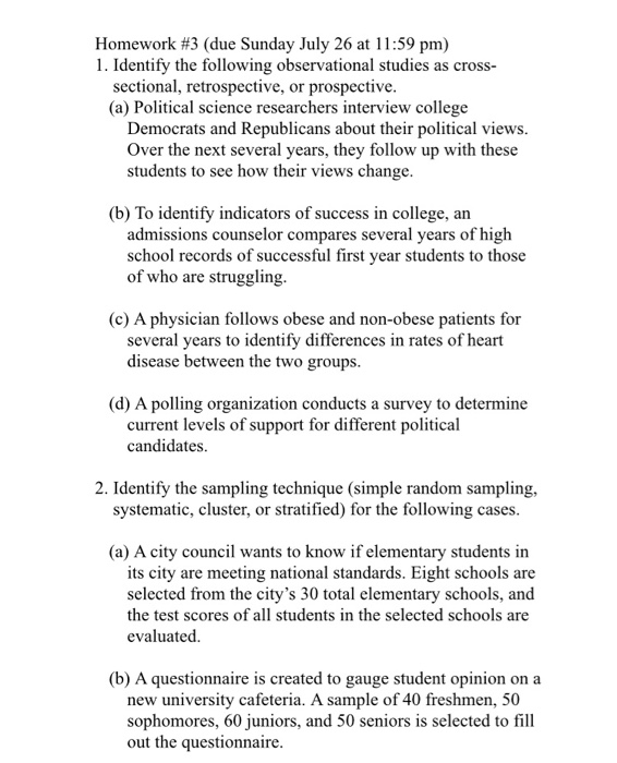 Solved Homework #3 (due Sunday July 26 at 11:59 pm) 1. | Chegg.com