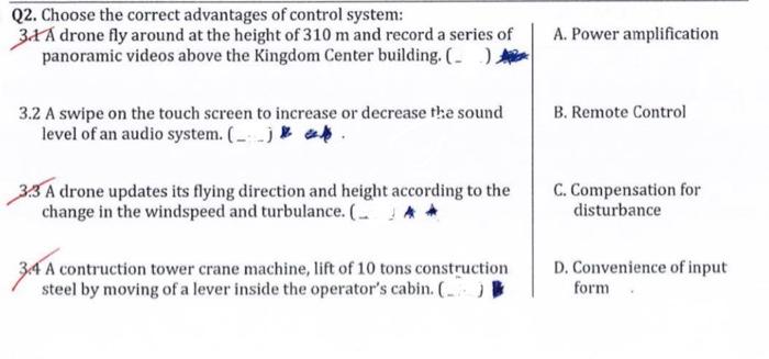 Solved Q2. Choose the correct advantages of control system: | Chegg.com