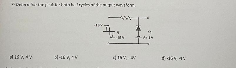 Solved 7-Determine the peak for both half cycles of the | Chegg.com