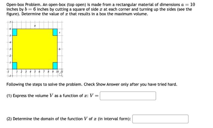 Solved Open-box Problem. An open-box (top open) is made from | Chegg.com