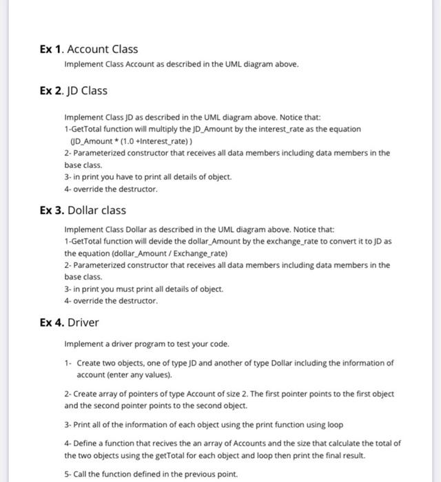 Solved Ex 1. Account Class Implement Class Account as | Chegg.com Solved Ex 1. Account Class Implement Class Account as | Chegg.com