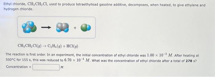 Solved Ethyl chloride, CH3CH2Cl, used to produce | Chegg.com