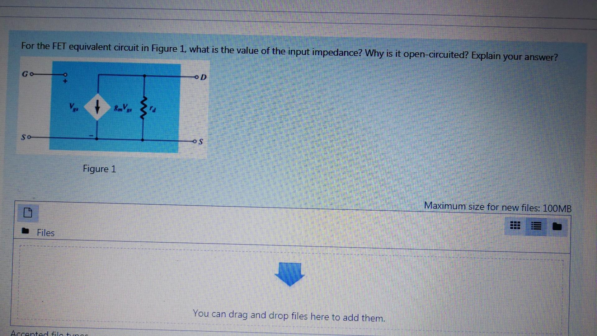 Solved For the FET equivalent circuit in Figure 1, what is | Chegg.com