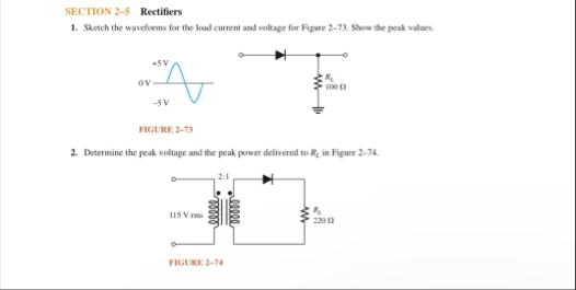 Solved SECTION 2-5 ﻿RectifiersSketch the waveforms for the | Chegg.com
