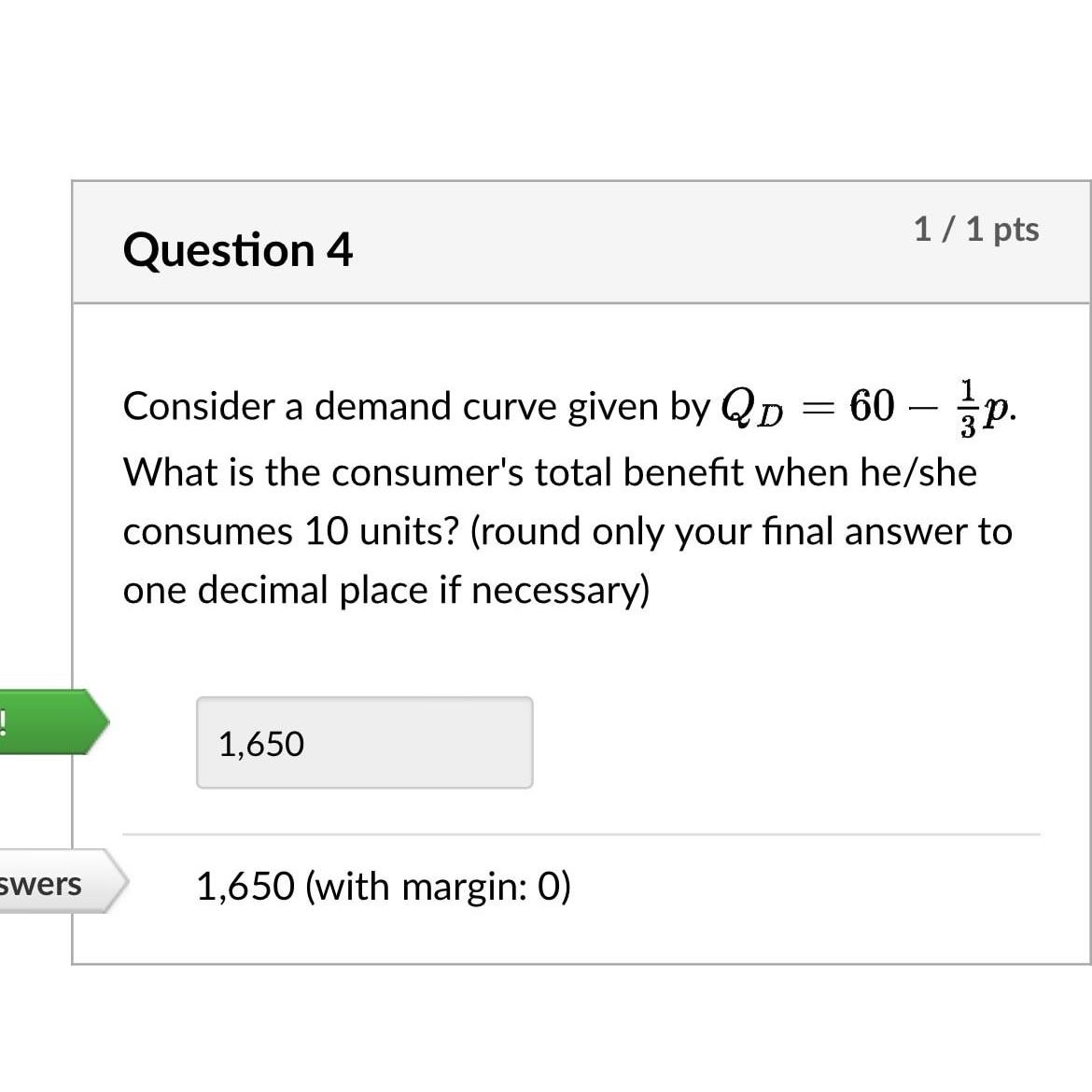 Solved Question 411 ﻿ptsConsider a demand curve given by | Chegg.com