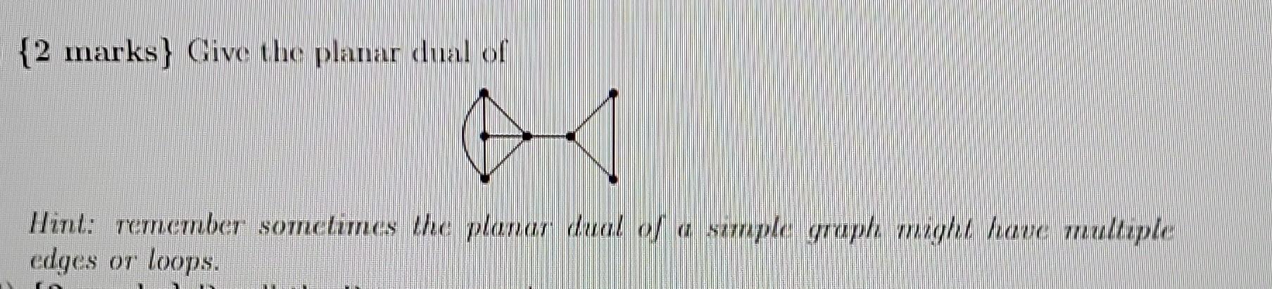 Solved {2 marks } Give the planar dual of Hint: remember | Chegg.com