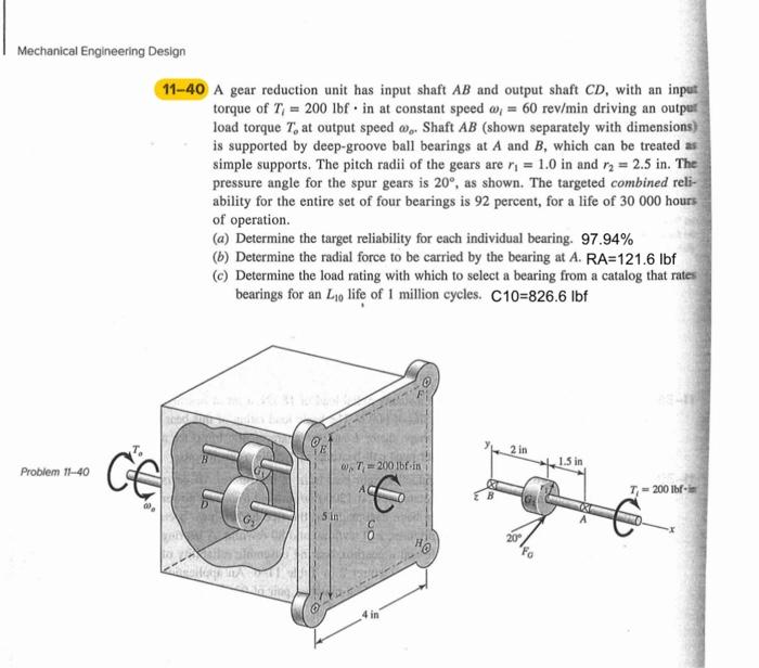 Solved A gear reduction unit has input shaft AB and output | Chegg.com