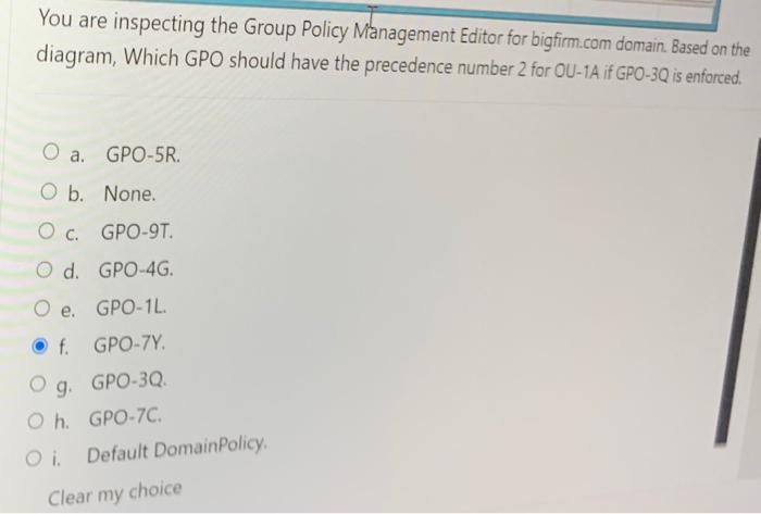 Solved You are inspecting the Group Policy Management Editor | Chegg.com