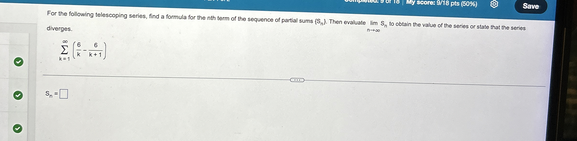 Solved For the following telescoping series, find a formula | Chegg.com
