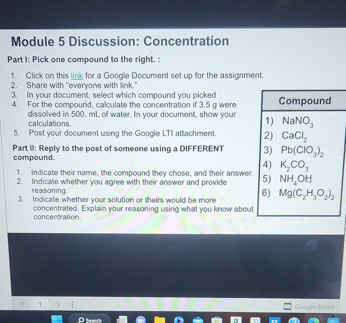 Solved Module 5 Discussion: Concentration Part I: Pick one | Chegg.com