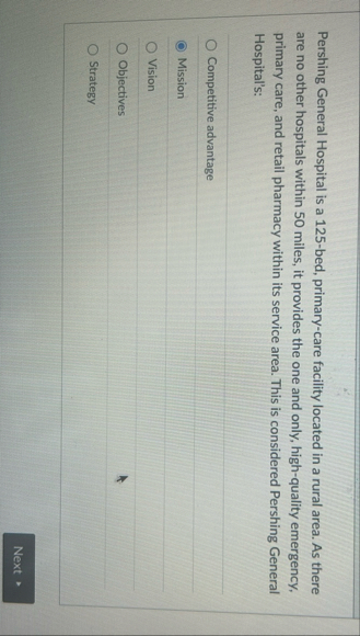 Solved Pershing General Hospital is a 125-bed, primary-care | Chegg.com
