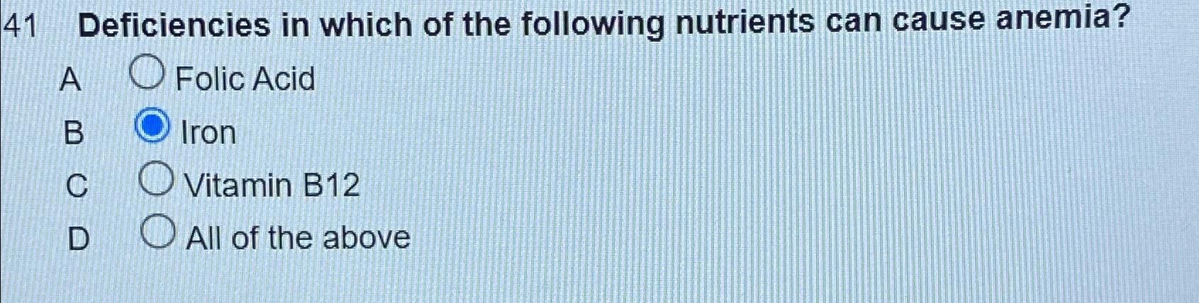 Solved Deficiencies in which of the following nutrients can | Chegg.com