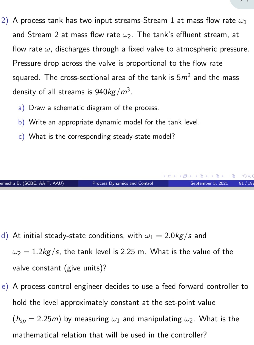 Solved A process tank has two input streams-Stream 1 ﻿at | Chegg.com