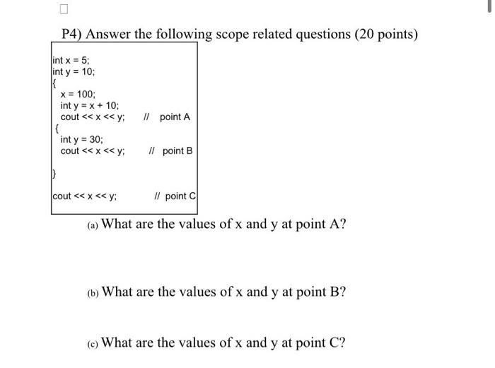 Solved P4) Answer the following scope related questions ( 20 | Chegg.com