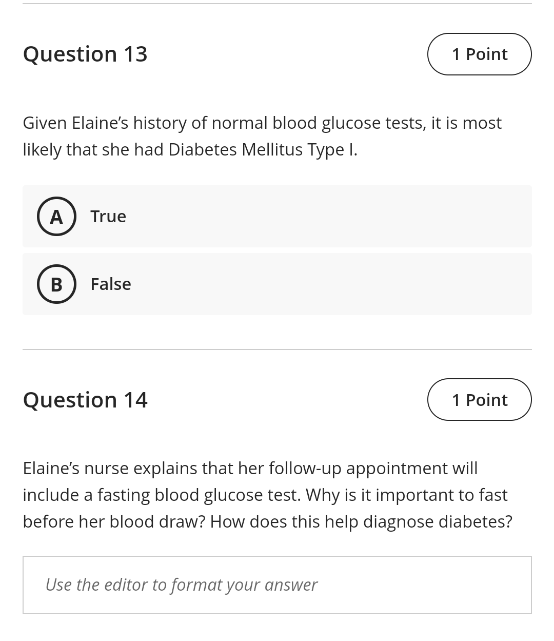Solved Question 5 1 Point Edna's test results showed that | Chegg.com