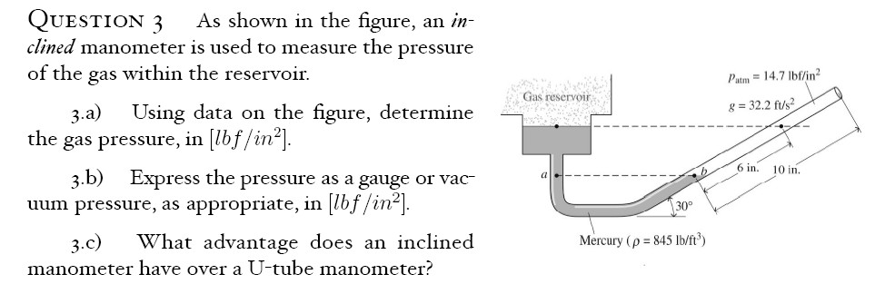 Solved As shown in the figure, an in clined manometer is | Chegg.com
