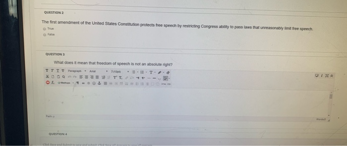 Solved QUESTION 2 The first amendment of the United States | Chegg.com