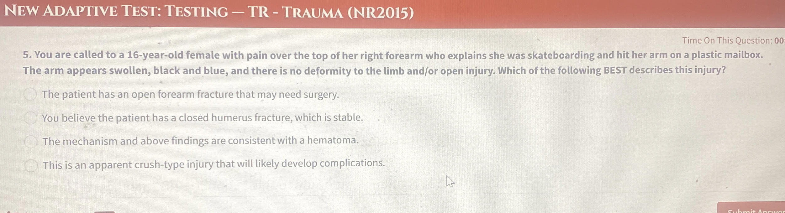 High Quality SOLUTION NEW ADAPTIVE TEST: TESTING - ﻿TR - ﻿TRAUMA ...