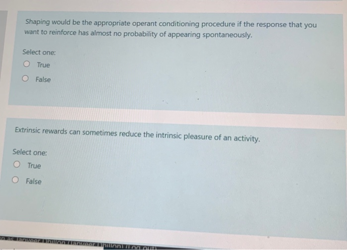Solved Shaping would be the appropriate operant conditioning | Chegg.com