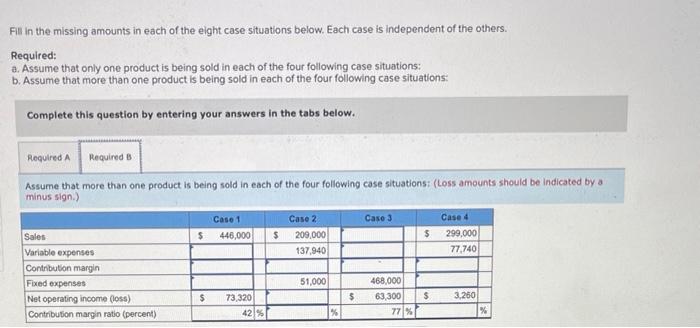 Solved Fill in the missing amounts in each of the eight case | Chegg.com