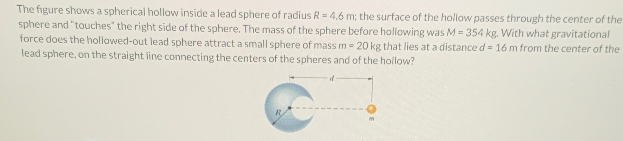 Solved The figure shows a spherical hollow inside a lead | Chegg.com