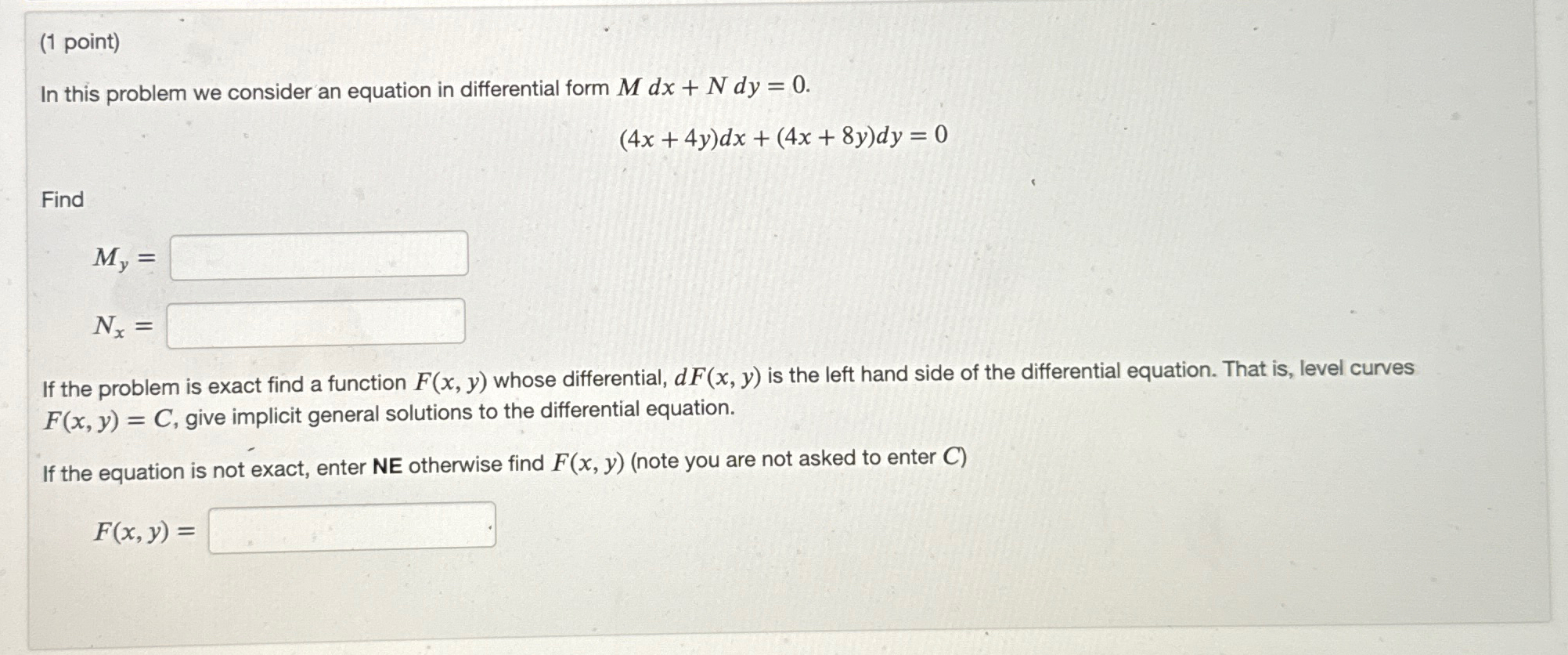 Solved (1 ﻿point)In this problem we consider an equation in | Chegg.com