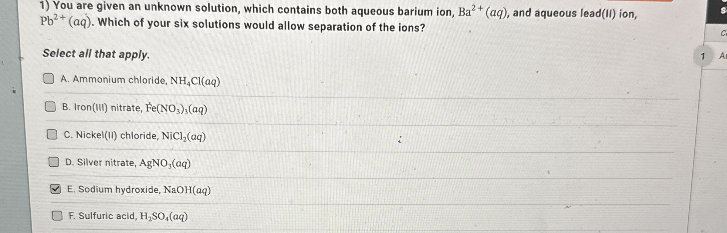 Solved You are given an unknown solution, which contains | Chegg.com