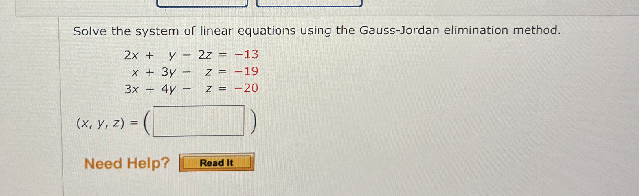 Solved Solve the system of linear equations using the | Chegg.com