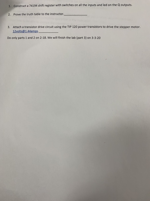 1. Construct a 74194 shift register with switches on | Chegg.com