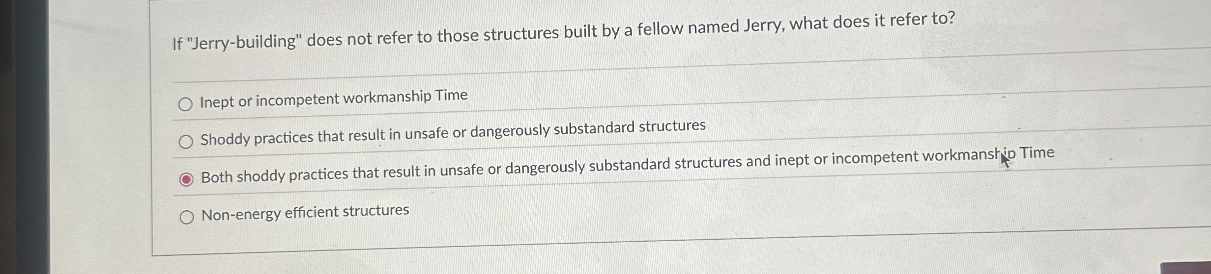 Solved If "Jerry-building" does not refer to those | Chegg.com
